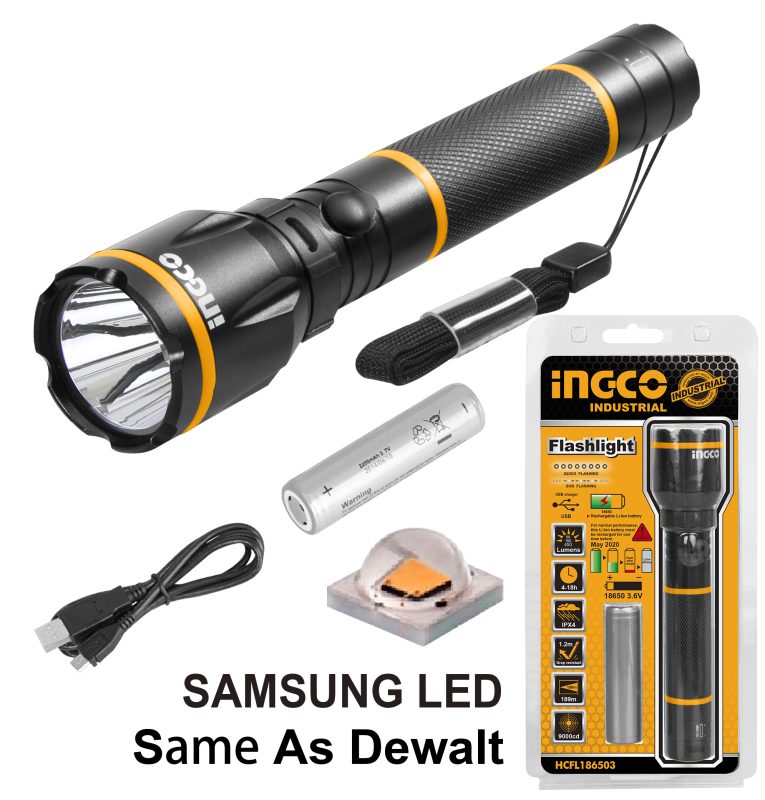 Powerful Ingco Flashlight 400 Lumens Hcfl186503